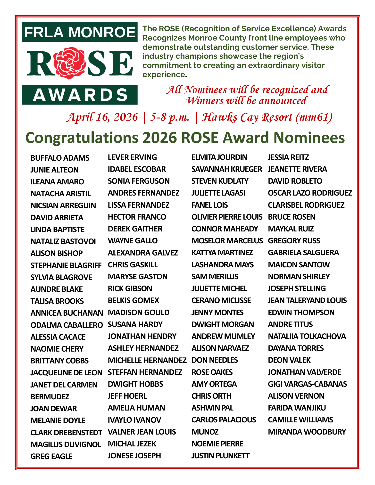 Monroe ROSE Awards - FRLA